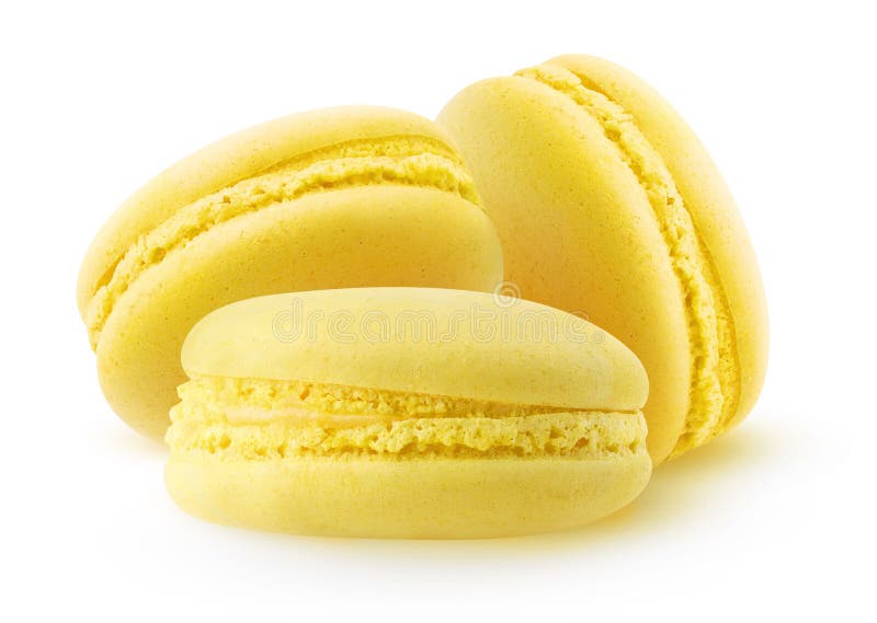 Yellow Macaroons Isolated on White, Selective Focus Stock Photo - Image ...