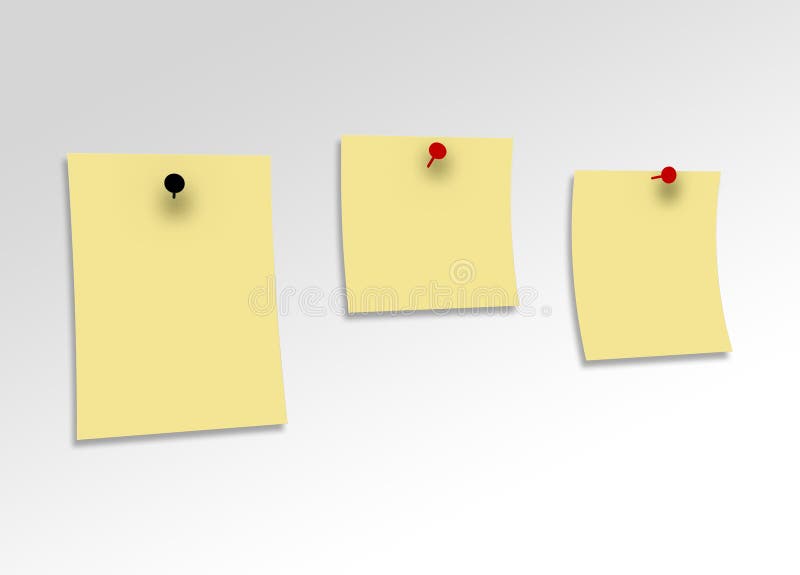 Three Yellow Message Papers Stock Illustration - Illustration of write ...