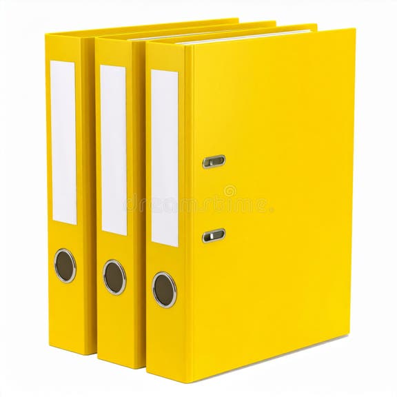 Three Yellow Office Binders Stacked Stock Illustration - Illustration ...