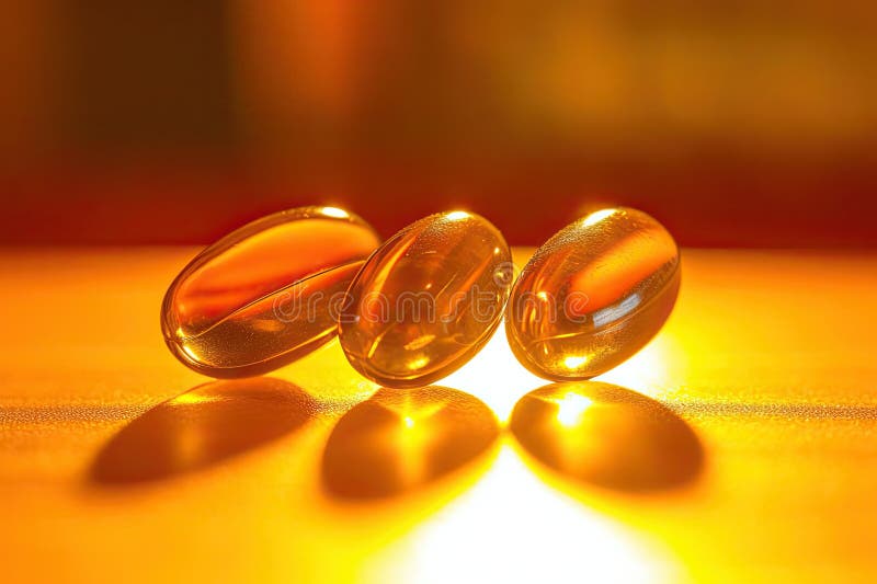 Three Yellow Omega 3 Capsules Stock Illustration - Illustration of ...