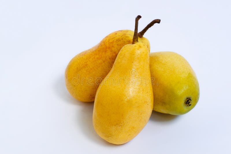 Three Yellow Ripe Pears with Shadow Isolated Pears Stock Photo - Image ...