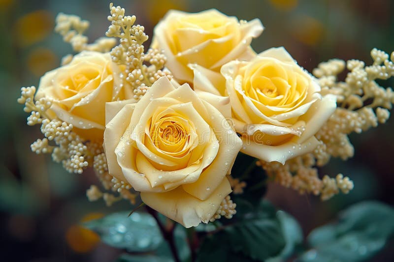 Three Yellow Roses are in a Vase Stock Image - Image of rosa, garden ...