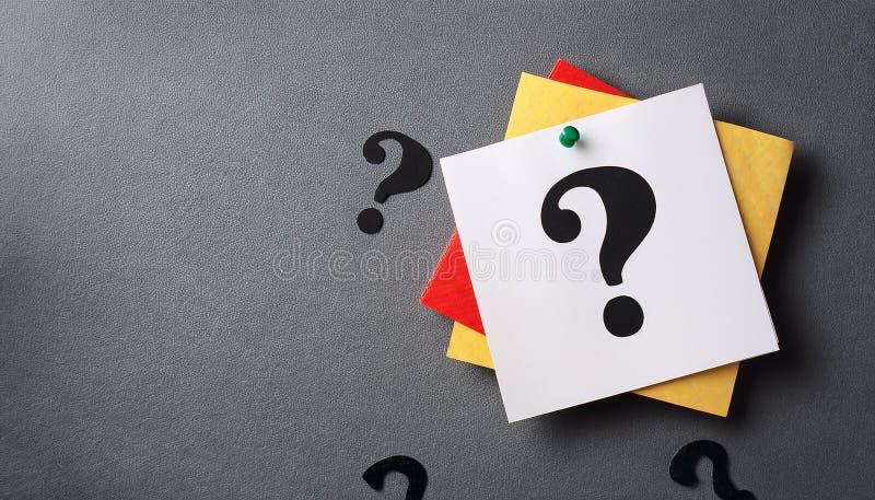 Paper Notes with Question Marks on Grey Background, Flat Lay. Space for ...