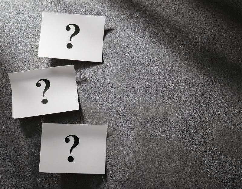 Paper Notes with Question Marks on Grey Background, Flat Lay. Space for ...