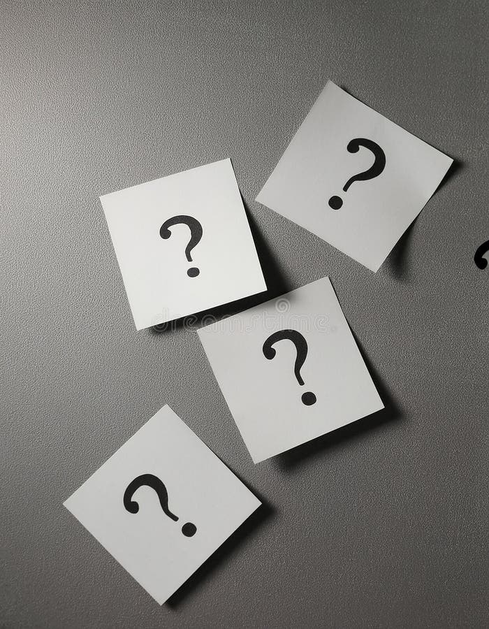 Paper Notes with Question Marks on Grey Background, Flat Lay. Space for ...