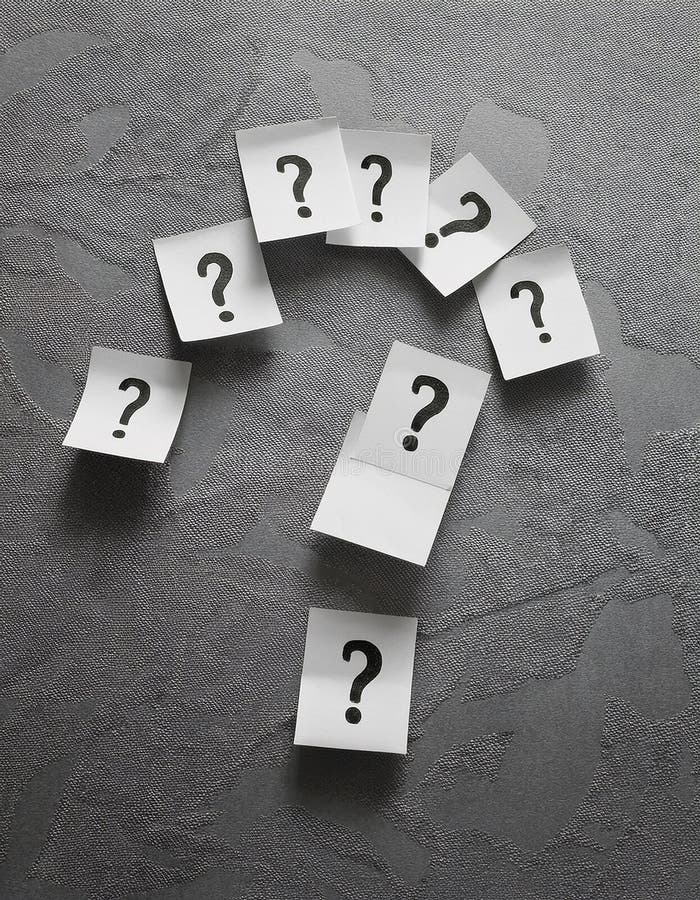 Paper Notes with Question Marks on Grey Background, Flat Lay. Space for ...