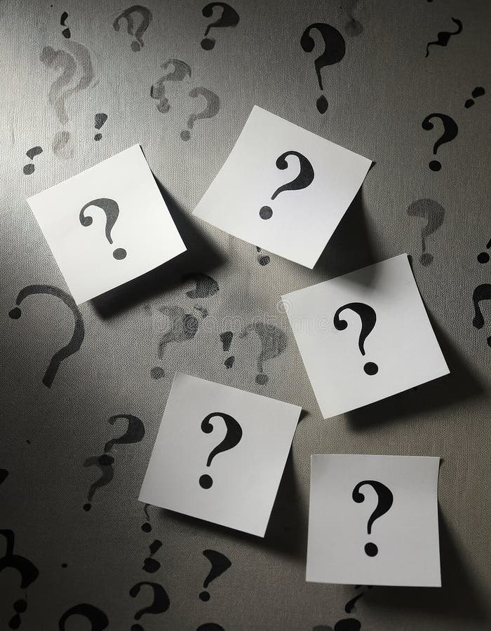 Paper Notes with Question Marks on Grey Background, Flat Lay. Space for ...