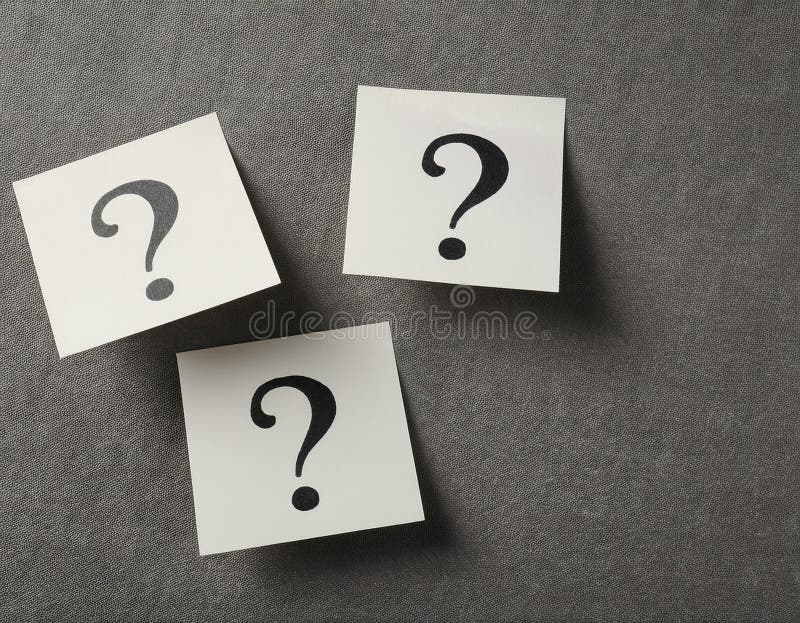 Paper Notes with Question Marks on Grey Background, Flat Lay. Space for ...