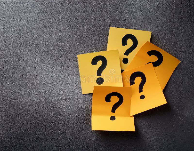 Paper Notes with Question Marks on Grey Background, Flat Lay. Space for ...
