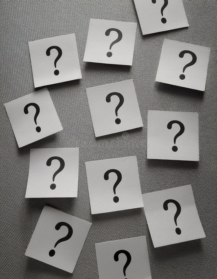 Paper Notes with Question Marks on Grey Background, Flat Lay. Space for ...
