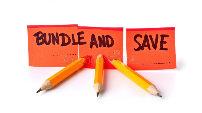 Three Yellow Sticky Notes with the Words Bundle and Save Written on ...
