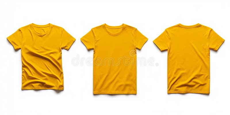 Three Yellow T Shirts on a White Background Stock Image - Image of ...