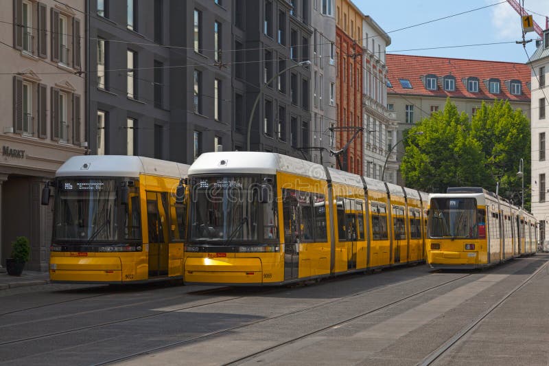 Three Yellow Tramways in Berlin Editorial Stock Photo - Image of track ...