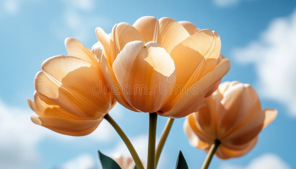 Three Yellow Tulips Float Gracefully in the Air, Symbolizing Spring and ...