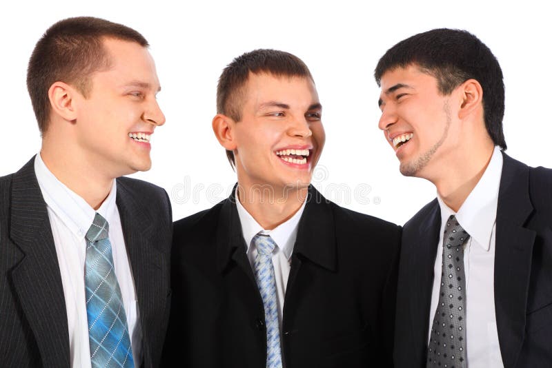Three Young Businessmen Laugh Stock Image - Image of employer, joyful ...