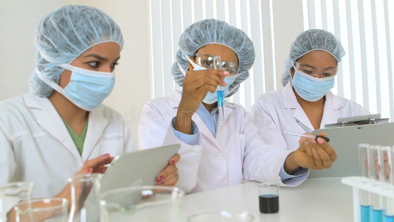 Three Young Female Scientists at Work in the Lab Stock Footage - Video ...
