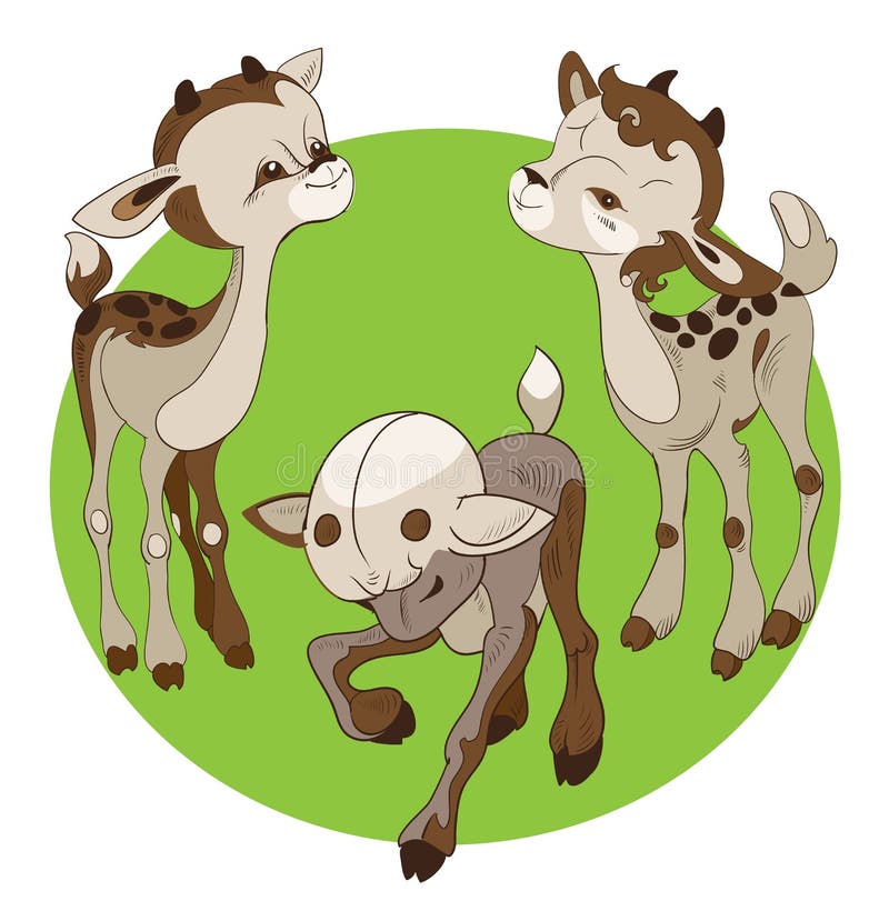 Three young goats stock illustration. Illustration of cartoon - 63068497