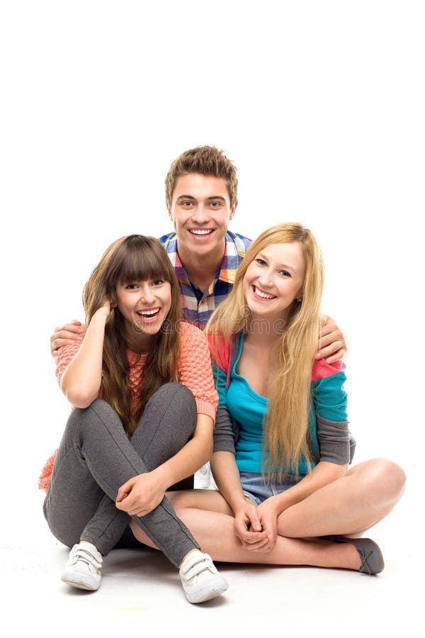 Three young people smiling stock image. Image of male - 26952309