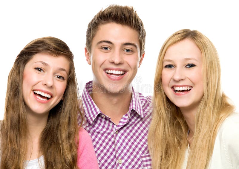 Three Young People in a Row Stock Image - Image of people, team: 21478123
