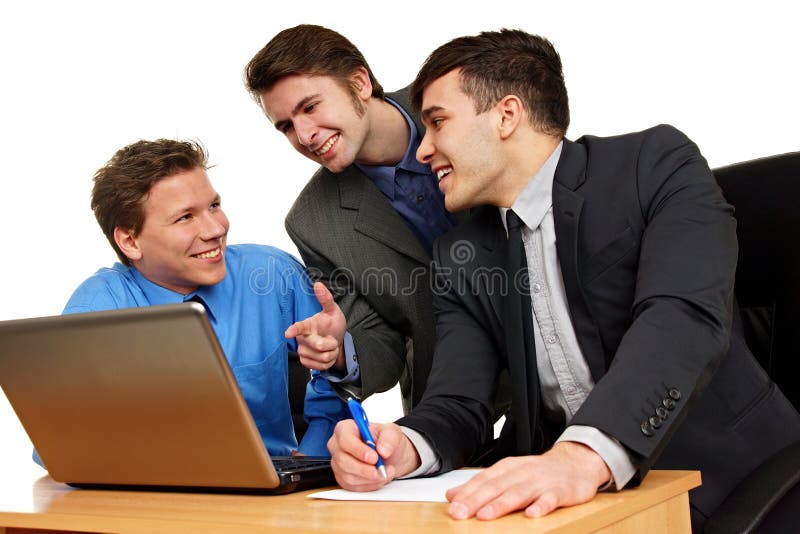Three Young People Discussing Stock Image - Image of office, face: 39020829