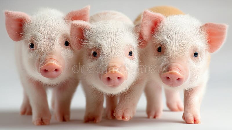 Three Young Piglets Standing Side by Side Stock Image - Image of farm ...