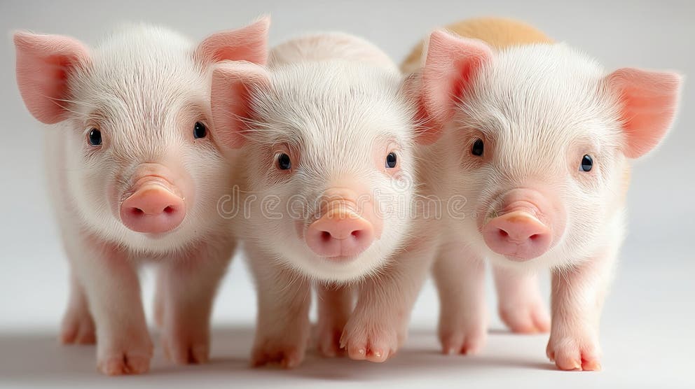 Three Young Piglets Standing Side by Side Stock Image - Image of farm ...