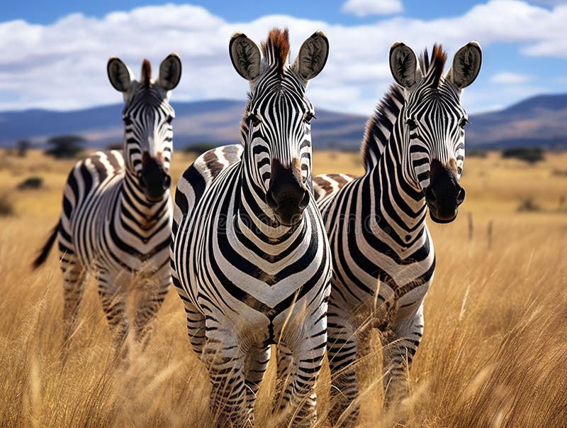 Three Zebras Made with Generative AI Illustration Stock Illustration ...