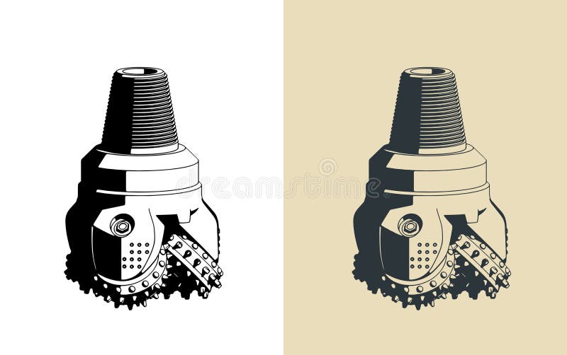 Threecone oil drilling bit stock vector. Illustration of instrument ...