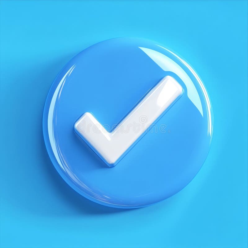 Threedimensional Blue Check Mark Icon Set Against a Bright and Colorful ...