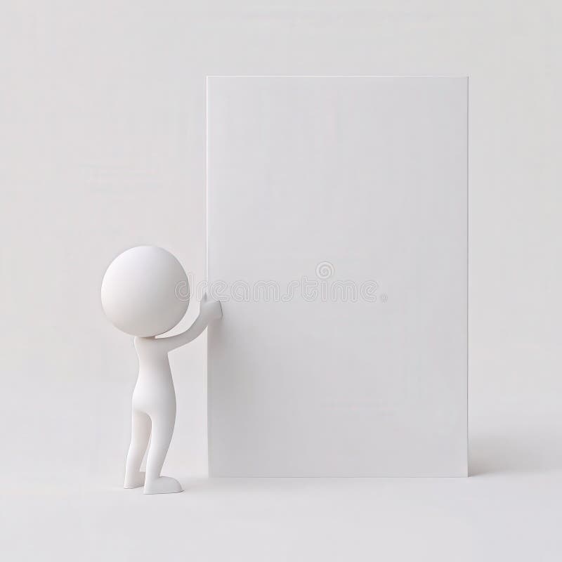 Threedimensional Man Holding Large Roll Paper Tightly Stock Photos ...