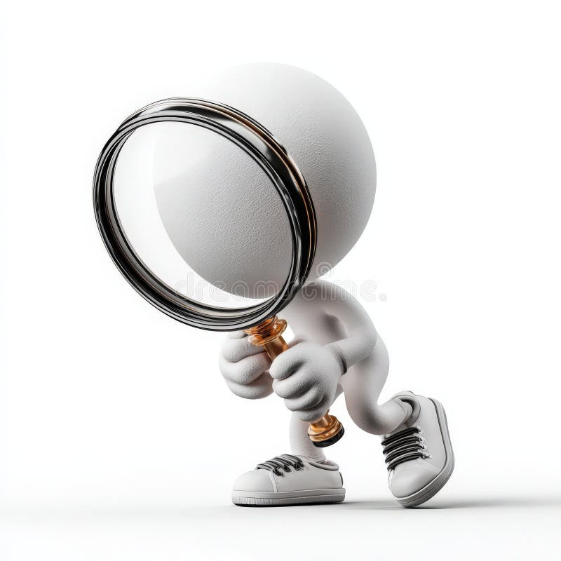 A Threedimensional Man is Intently Observing through a Magnifying Glass ...
