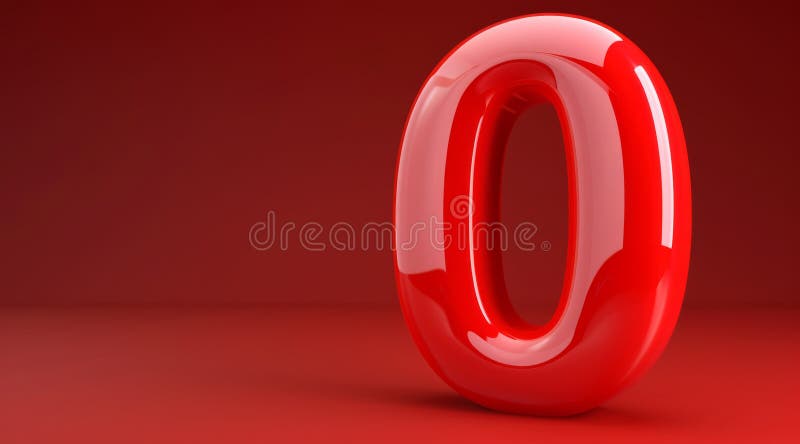 Threedimensional Red Glossy Number Zero, an Eyecatching and Striking ...