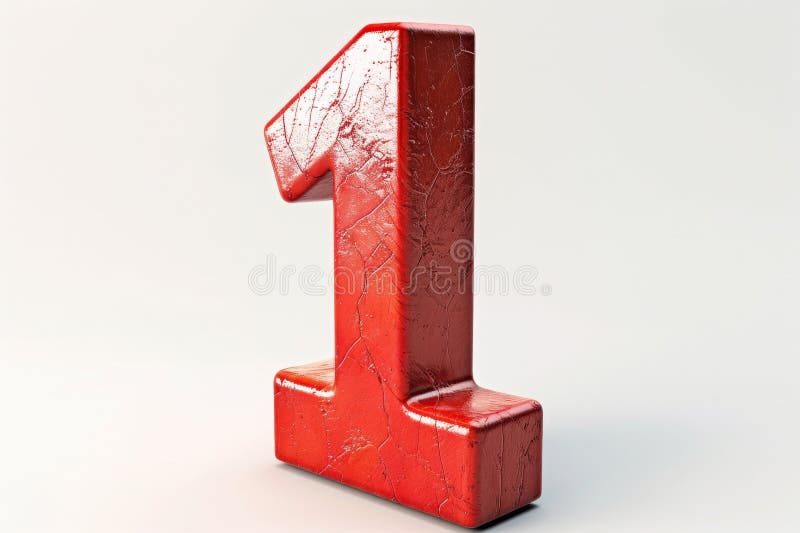 Threedimensional Render of a Bold Red Number One in an Artistic and ...