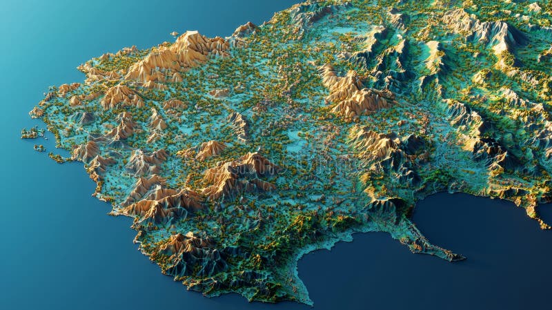 A Threedimensional Topographic Map of Mexico Shown As a Concept ...