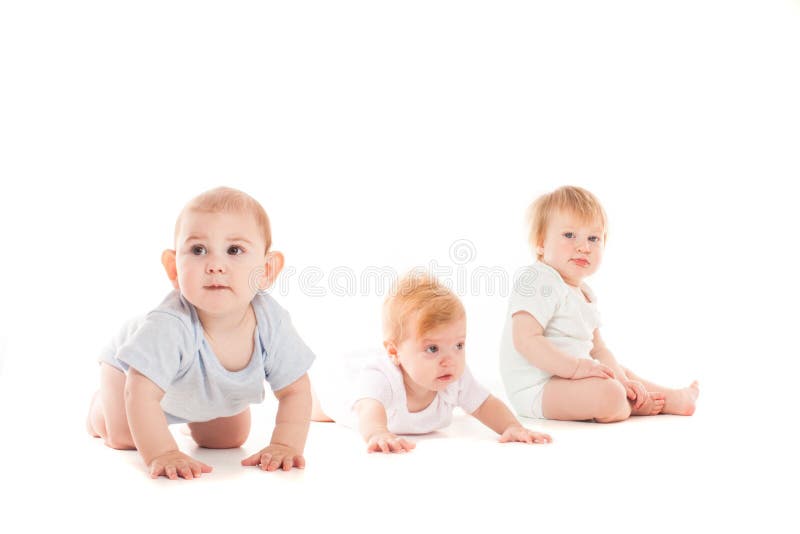 Threee babies isolated stock image. Image of isolated - 113136409
