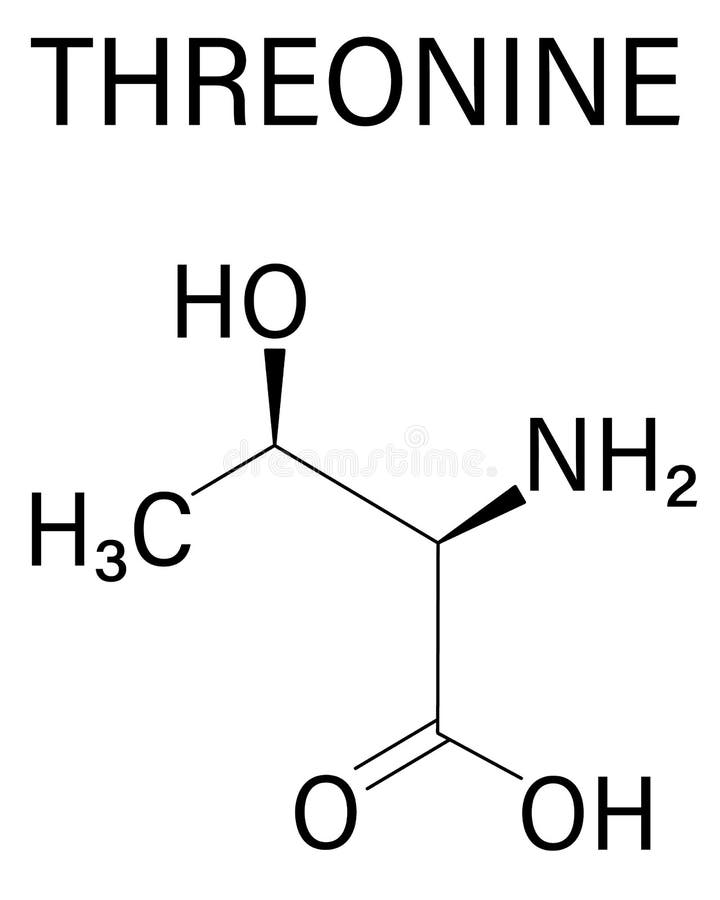 Threonine or L-threonine, Thr, T, Amino Acid Molecule. Skeletal Formula ...