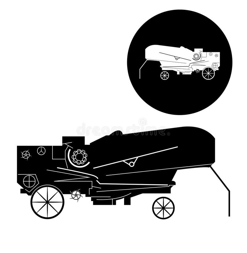 Threshing-machine, Tresher Silhouette Stock Vector - Illustration of ...