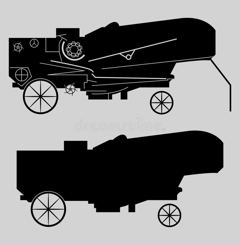 Threshing-machine, Tresher Silhouette Stock Vector - Illustration of ...