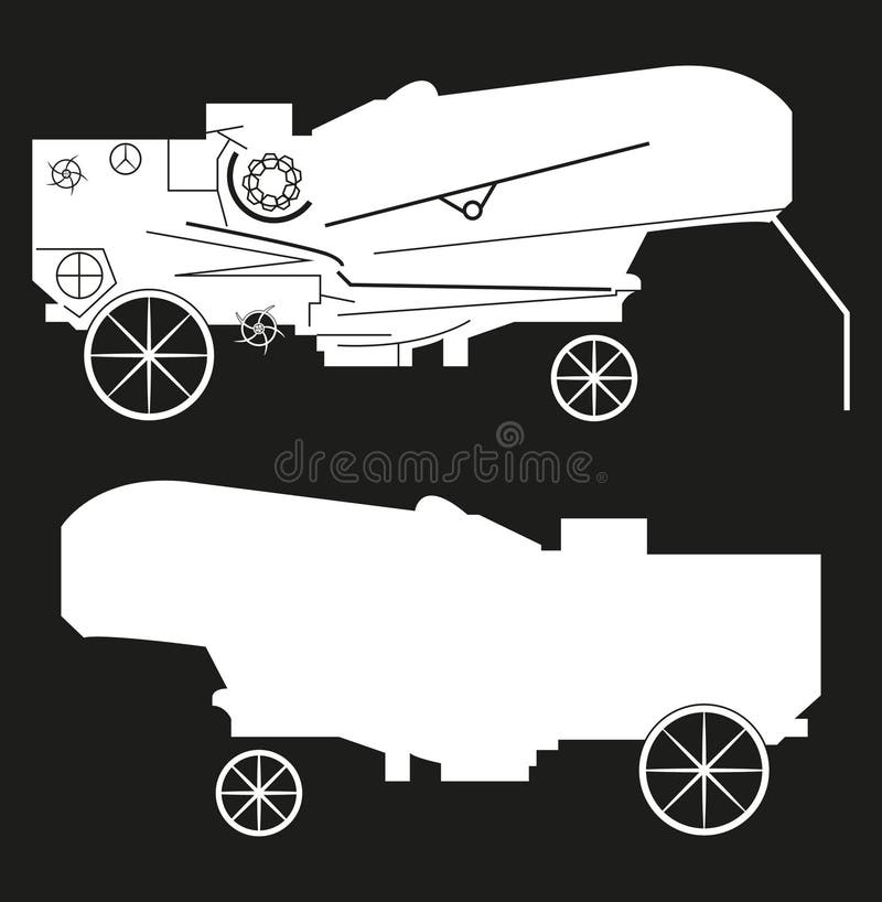 Threshing-machine, Tresher Silhouette Stock Vector - Illustration of ...