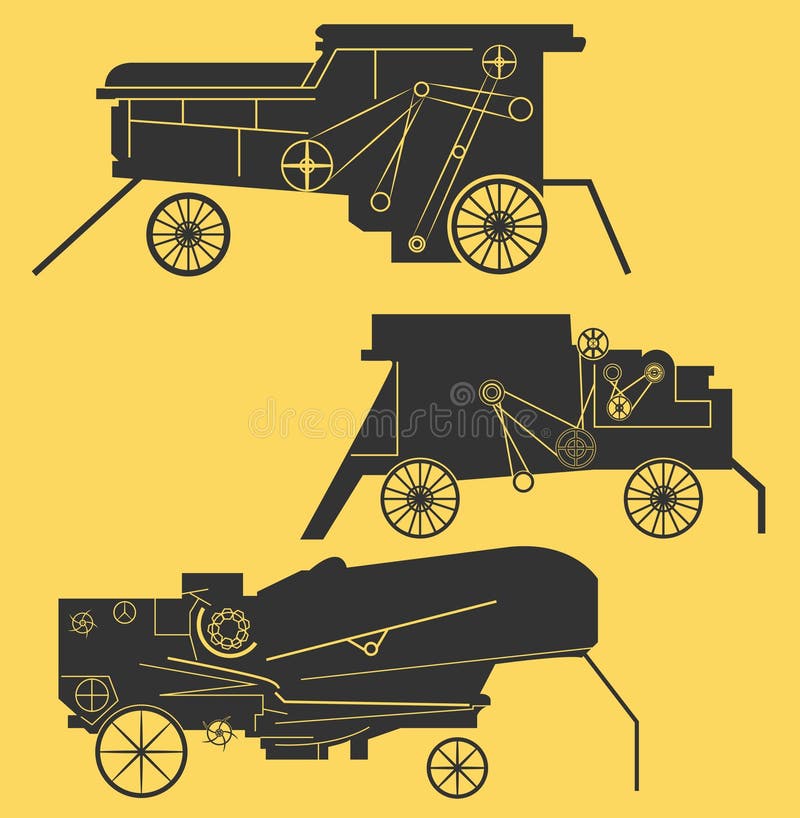 Threshing-machine, Tresher Silhouette Stock Vector - Illustration of ...