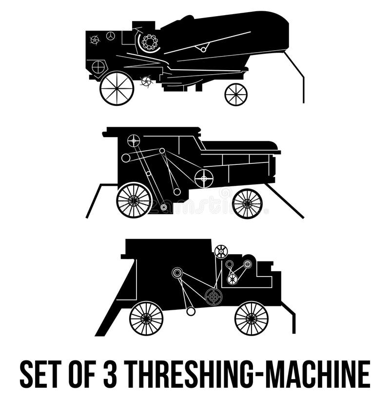 Threshing-machine, Tresher Silhouette Stock Vector - Illustration of ...