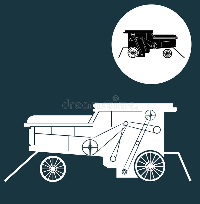Threshing-machine, Tresher Silhouette Stock Illustration - Illustration ...