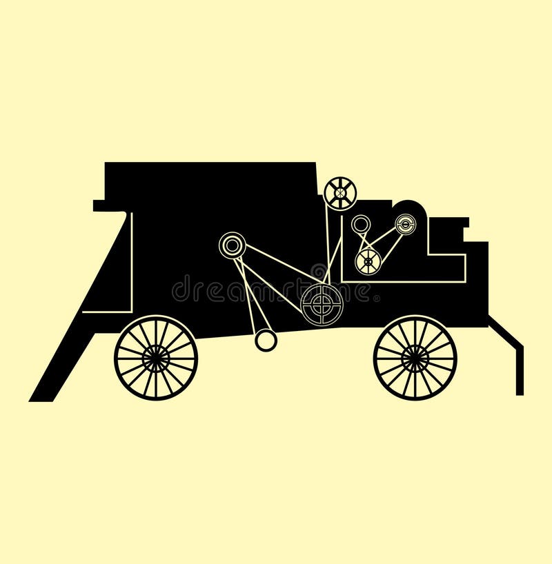 Threshing-machine, Tresher Silhouette Stock Vector - Illustration of ...