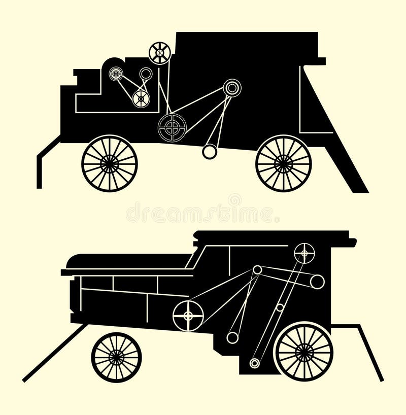 Threshing-machine, Tresher Silhouette Stock Vector - Illustration of ...