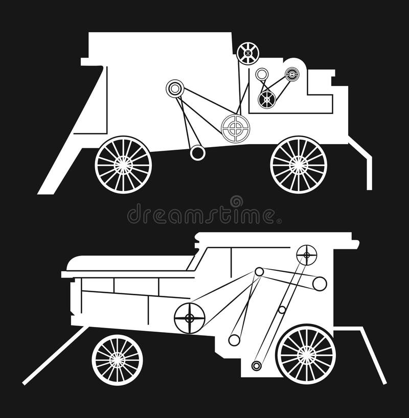 Threshing-machine, Tresher Silhouette Stock Vector - Illustration of ...