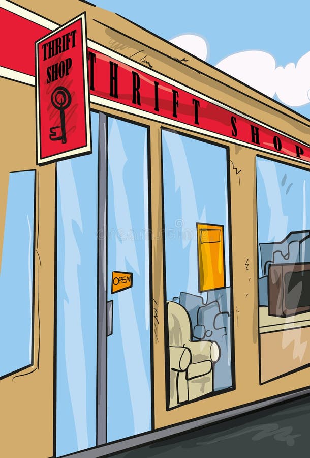 Thrift Shop from the Outside Stock Vector - Illustration of shop ...