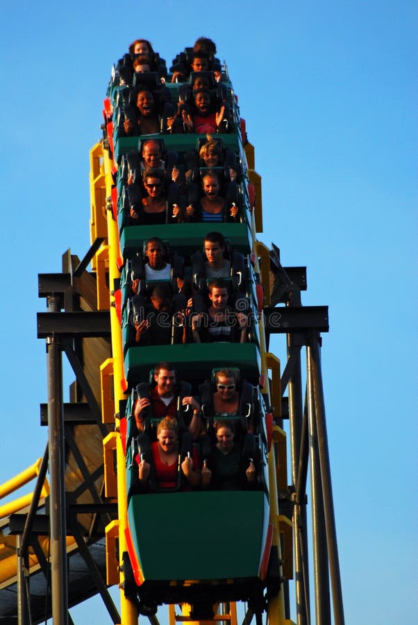 Thrill Riders Prepare for a Scary Descent on a Rollercoaster Editorial ...