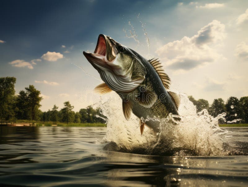 Thrilling Capture: Massive Bass Leaps from Lake in a Dramatic Splash ...