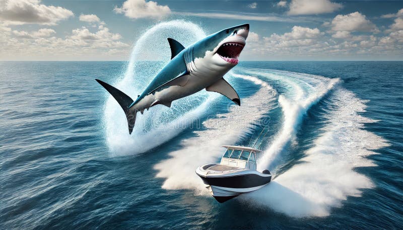 A Thrilling 3D 4K Scene Depicts a Shark Leaping Dramatically from the ...