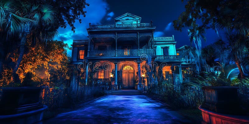 Thrilling Haunted Mansion Ghost Tour with Eerie Effects Stock ...